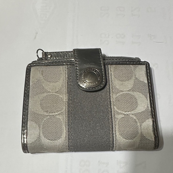 Coach | Bags | Coach Metallic And Gray Wallet | Poshmark